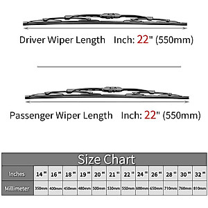 Replacement for Ford F150 F250 F350 F450 F550 Windshield Wiper Blades - 22"+22" Front Window Wiper - fit 2009-2018 Vehicles - OTUAYAUTO Factory Aftermarket