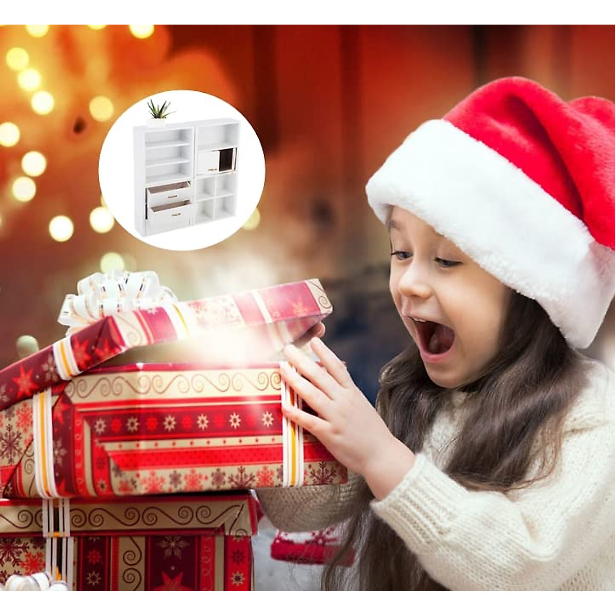 Wooden Display Cabin Wood Miniature Furniture Miniature Dollhouse Wooden Dollhouse Miniature Furniture Dollhouse Kit Dollhouse Furniture for Dollhouse(White, 12)