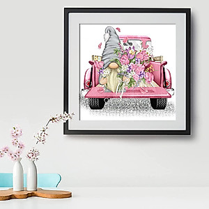 Gnome Truck Diamond Painting Kits,5D Diamond Painting Kits for Adults Kids DIY Diamond Art Kits Full Round Drill Diamond Dots Painting with Diamonds Gem Art and Crafts Flower Home Wall Decor 12X12inch