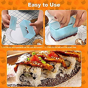 Dualshine Musubi Mold 5 Pcs Musubi Maker Kit Sushi Mold Making Kit Musubi Press(non Stick) Onigiri Rice Ball Mold Maker BPA Free Cheese Luncheon Bread Meat Butter Slicer for Kitchen Restaurant