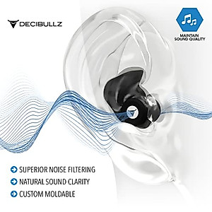 Decibullz Custom Molded High Fidelity Earplugs for Concerts, Musicians, and Noise Sensitivity