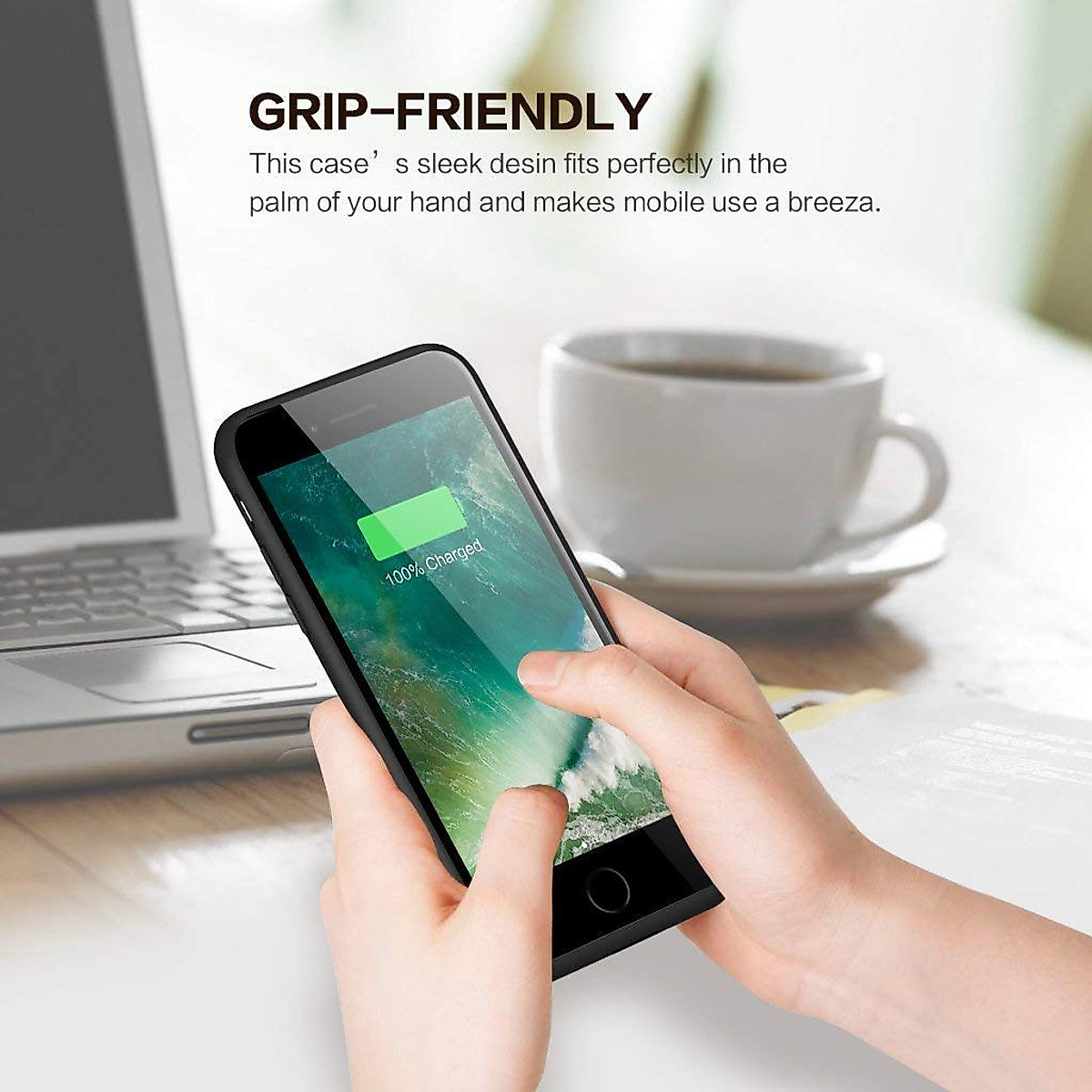 Battery Case for iPhone 6 Plus / 7 Plus / 8 Plus, 8500mAh Portable Battery Pack Rechargeable Protective Smart Battery Case for iPhone 6 Plus / 7 Plus / 8 Plus External 5.5 inch Charging Case - Black