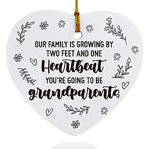 New Grandparents Ornaments Keepsake Gifts from Newborn Baby, Pregnancy Announcement Plaque Sign Gifts for First Time Grandparents, Grandma Grandpa to Be, Promoted to Grandmother Grandfather Gifts