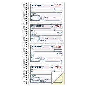 TOPS Money/Rent Receipt Book, 2-Part, Carbonless, 11 x 5.25 Inches, 4 Receipts/Page, 200 Sets per Book (4161) , White