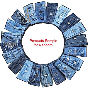 Bijoux de Ja Upcycling Blue Denim Versatile Decorated Flap Cover Pocket Money Long Wallet Purse Clutch for Women (RANDOM)