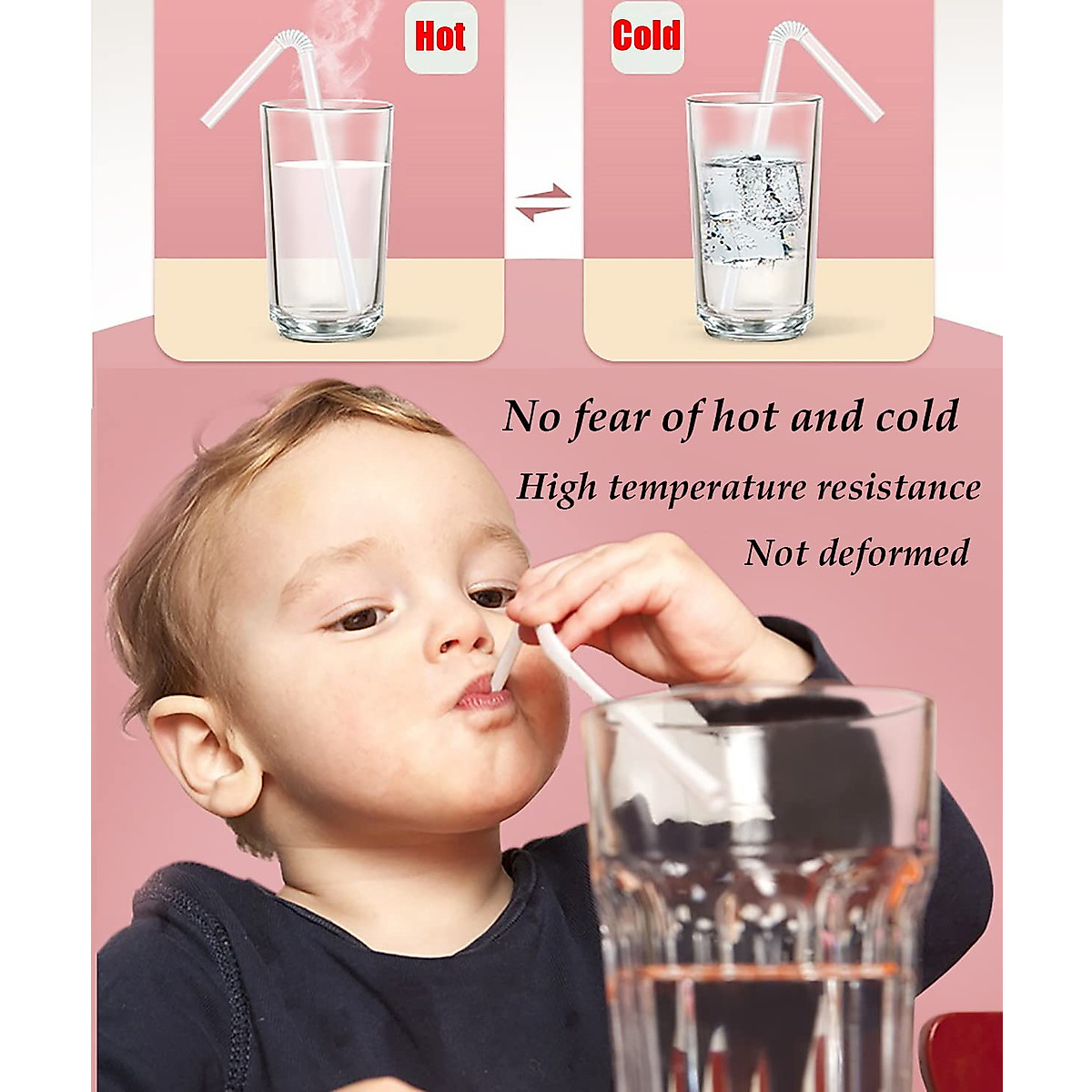 [300 Pack] Individually Wrapped Disposable Plastic Flexible Drinking Straws Clear Bendy Straws BPA Free - 8.25" x 0.23"