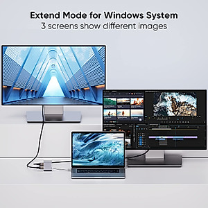 USB C to Dual HDMI 4K Adapter, CableCreation USB Type C (Compatible Thunderbolt 3) to 2 HDMI Adapter Compatible with MacBook Pro 2020/2019/2018/2017,XPS 13/Surface Book 2,Chromebook Pixel, Yoga 710