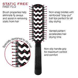 Cricket Static Free Fast Flo Vent Hair Brush - Quick Blow Drying, Easy Styling, and Tangle-Free Detangling for All Hair Types, Long, Short, Thick, Thin, Curly, Straight, and Wavy