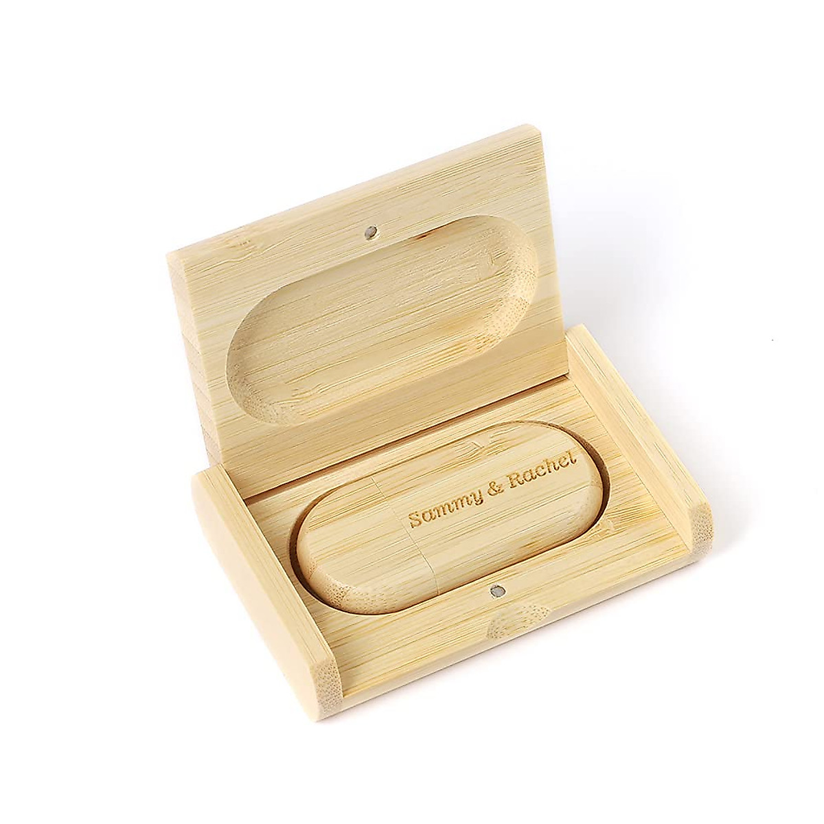 RXFSP Customize Personalised Laser Engraved Solid Wooden USB Flash Drive USB Box Wedding Photo Memory Storage Disk,Wedding ceremony,Company customization,Personal gift (2G, bamboo)