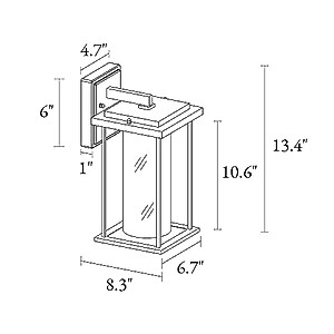 Black Outdoor Wall Lights, Farmhouse Exterior Wall Sconces Light Fixture with Cylindrical Water Ripple Glass Shade, Modern Waterproof Lanterns for Front Door, Entry, Porch, Patio, and Gazebo