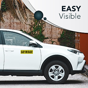 2 PC Baby on Board Car Magnet - 10 x 3 Babies on Board Keep Distance - Be Careful Baby on Board Magnet for Car - Children on Board Magnet for Bumpers