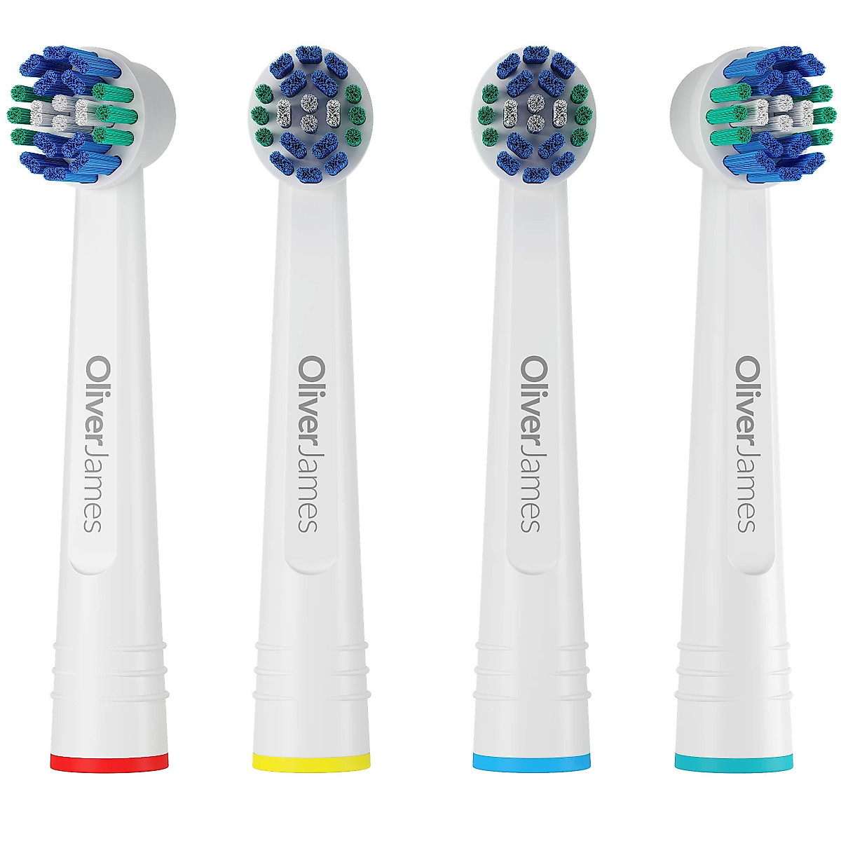 Replacement Toothbrush Heads for Oral B by Oliver James, 12 Pack Regular Heads with Travel Caps, Precision Clean Refill Compatible with Oral B Pro1000 Pro3000 Pro5000 Pro7000