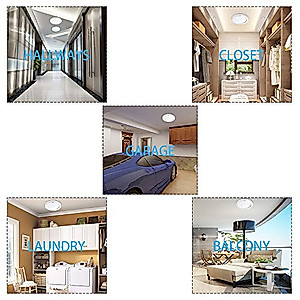 Youtob Motion Sensor Light LED Ceiling Light with 30s/180s Timeout Adjustable 3 Colors,15W 1500lm Round Lighting Fixture for Porches, Closets, Stairs(3000k/4000k/5000k Available) (White)