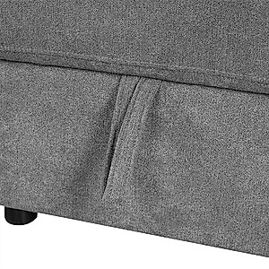 Acosure 109" U-shaped Sectional Pull-out Sofa Bed with Storage Chaise,2-in-1 Convertible Couch W/ 4 Back Pillows & 2 USB Ports,Luxurious Sleeper Furniture Set for Living Room Large Space,Grey Chenille