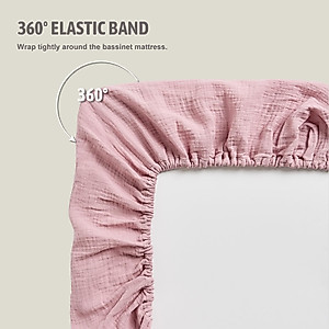 babytino Muslin Bassinet Sheet for Baby Boy and Girl,Super Soft Bedside Bassinet Sheets Fitted for Oval, Rectangle and Hourglass Mattress Pad, Breathable and Wash Machine Sheets, 2 Pack