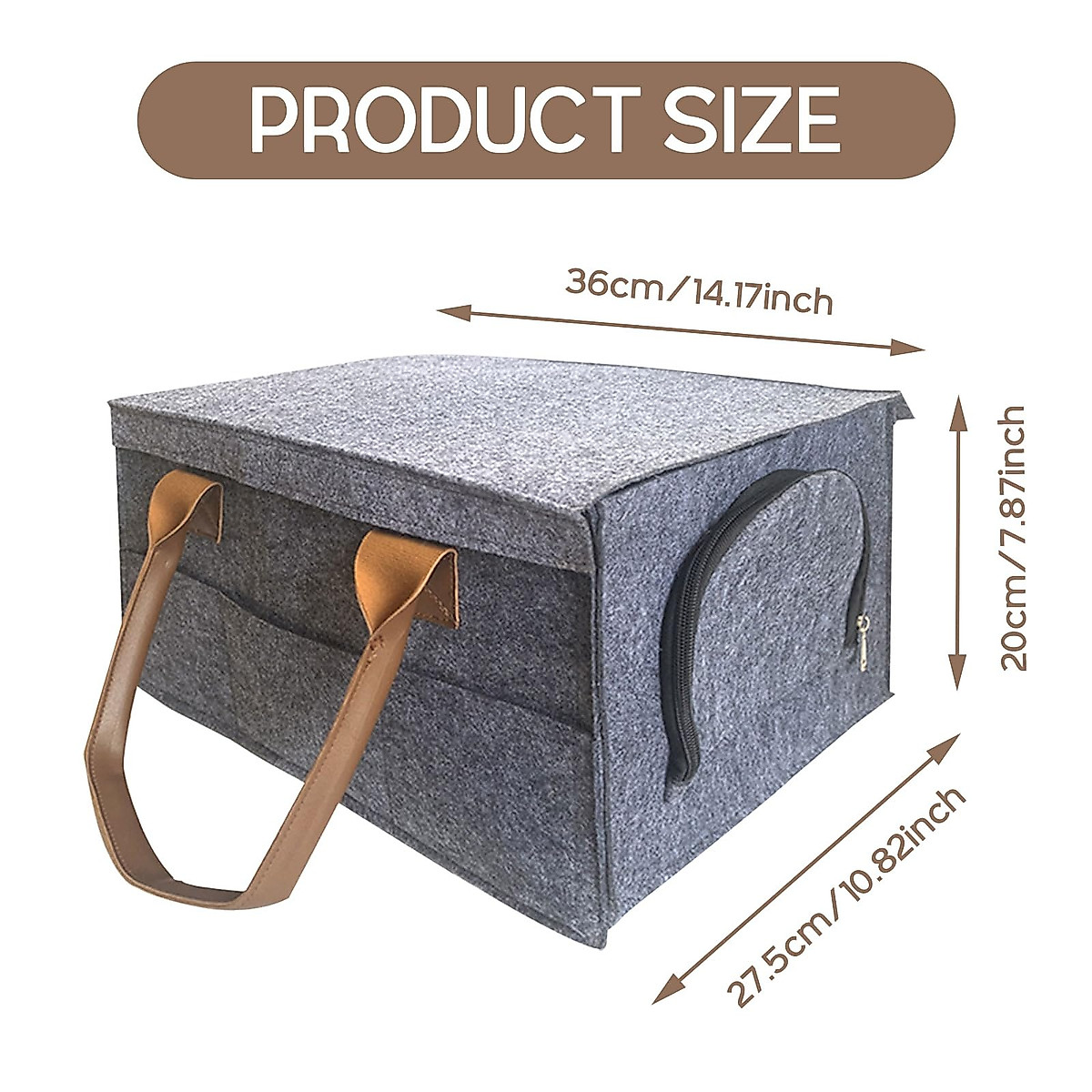 BigKing China Storage Containers With Lid and Handles,14.17 * 10.82 * 7.87inch Felt Plate Holder, Dinnerware Storage Containers with Pockets Detachable Dividers for Motorhome Closet Camping Caravan