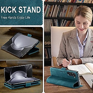 phone flip case Wallet Case Compatible with Samsung Galaxy Z Fold 5,Retro Real Cowhide Leather Folio Flip Wallet Magnetic Slim Phone Cover|Card Holder, Anti-Drop,Full Protection phone cover ( Color :