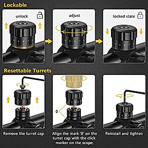 CVLIFE 4-16x44 Tactical Rifle Scope Red and Green Illuminated Built Gun Scope with Locking Turret Sunshade and Mount Included