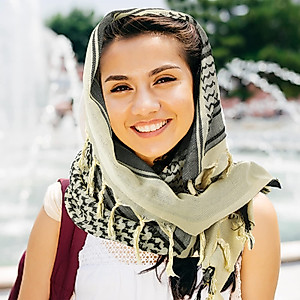 6 Pcs Military Shemagh Tactical Desert Scarf Shemagh Scarf Men Neck Head Wraps for Men Cotton Keffiyeh Arab Wrap with Tassel, 43 x 43 Inch