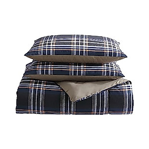 Wrangler- Twin Duvet Cover Set, Reversible Bedding Set with Matching Sham(s), Yellowstone Inspired, Casual Home Décor (City Flats Plaid Blue, Twin)