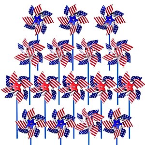 4th of July Decorations Patriotic Pinwheels,Fourth of July Decorations for Outdoor Home,Patriotic Independence Day Party Supplies Favors,Wind Spinner for Garden 16 PCS