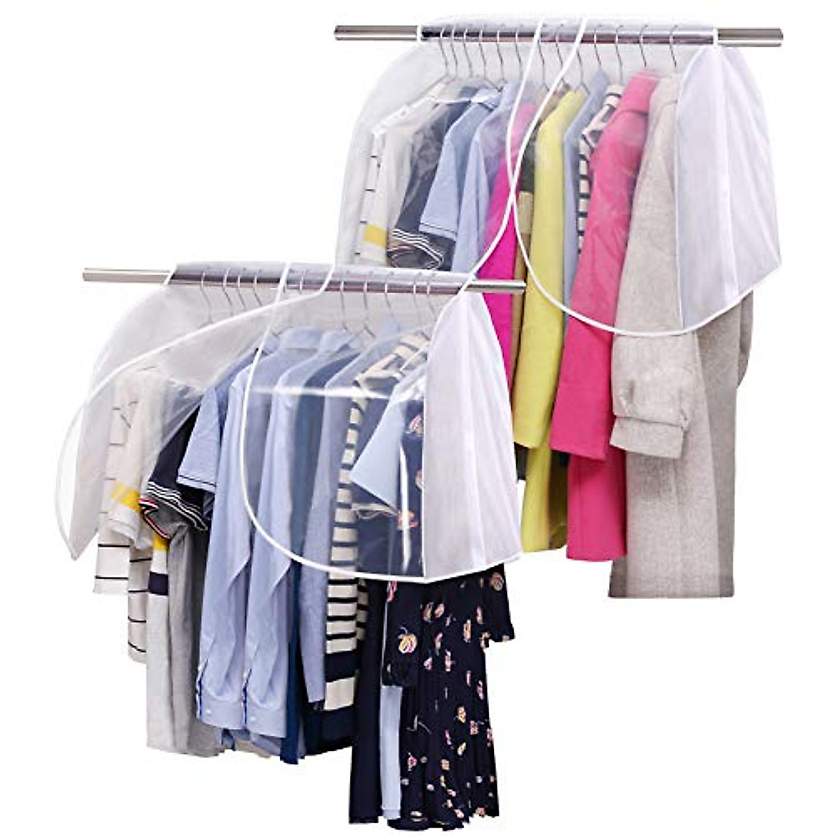 SLEEPING LAMB Hanging Closet Cover for Storage Dustproof Shoulder Cover Garment Protector for Clothes, Coats, Suits, Dresses, 2 Pack, White