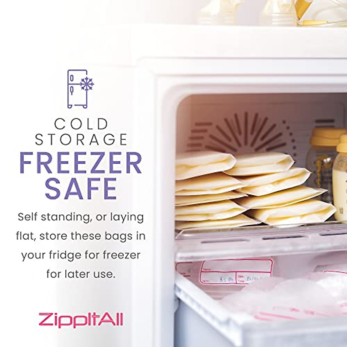 DiRose Breast Milk Storage Bags - Leak-Proof 100 Count Double Zipper 6 oz Capacity Extra Thick and Seal BPA/BPS Free/Disposable Pouches | Self-Standing Bag for Long and Safe Storing