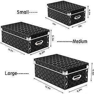 XUCHUN Decorative Storage Box with lids,3 in 1 Set,Plastic,Waterproof Storage Bins for Toys,Shoes,Clothes,Office