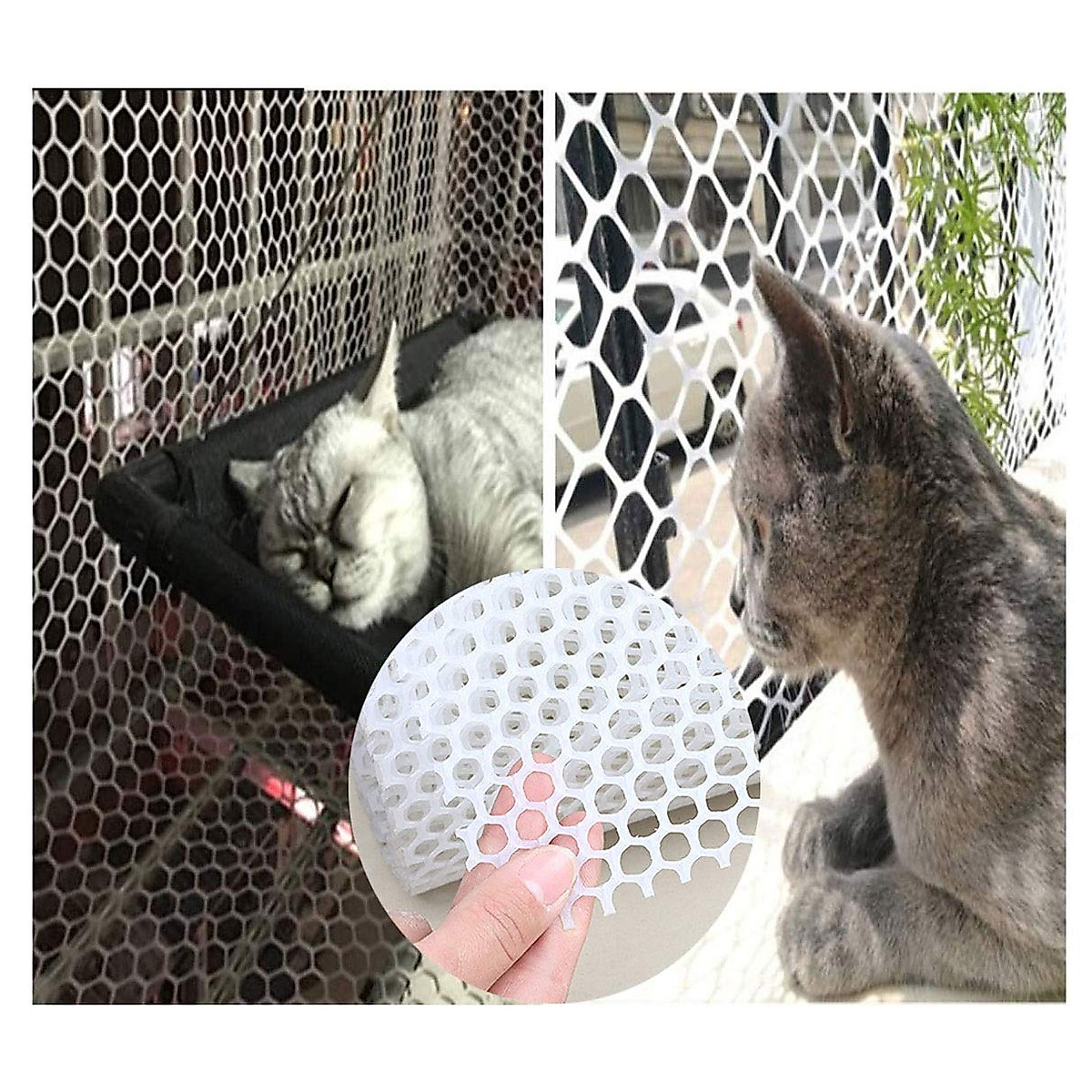 MAGFYLY Chicken Wire Mesh Plastic Fence Net, Child Safety Net, Staircase Balcony Anti-Fall Net, Chicken Duck Rabbit Breeding Netting, Cat Net, Lawn Protection Nets, White, 1x3m