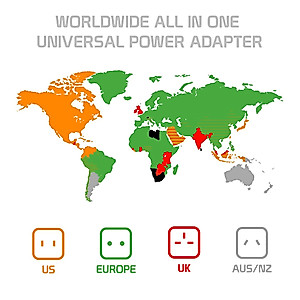 Dual Universal USB Adapter Works for Emporia Smart.2 for Worldwide Power and Travel Between US/EU/CN/AUS/NZ/UK