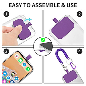 HOTEMIA Phone Tether Lanyard Anti Theft Phone Strap with Carabiner Anti-drop Outdoor Skiing Hiking Cycling fishing Climbing fit iPhone and Most Cell Phone (Black+Purple)