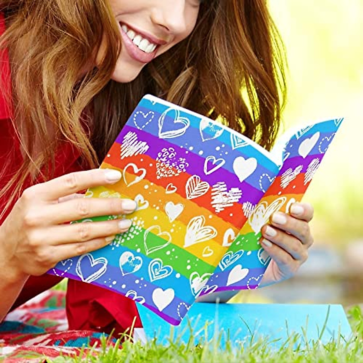 Flashideas Rainbow Love Book Sleeve Protector for Paperbacks Anti-scratch Aa Big Book for Adults Cover Machine Washable Book Pouch Suitable for Books Textbooks up to 9 x 11