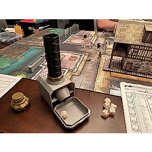 MunnyGrubbers - Hammer Dice Tower - (Random 7PCS D20 Dice Set Included) - Dice Holder - Dice Roller - Tabletop RPG Accessory - Dungeons and Dragons - DND - D&D - (Silver)
