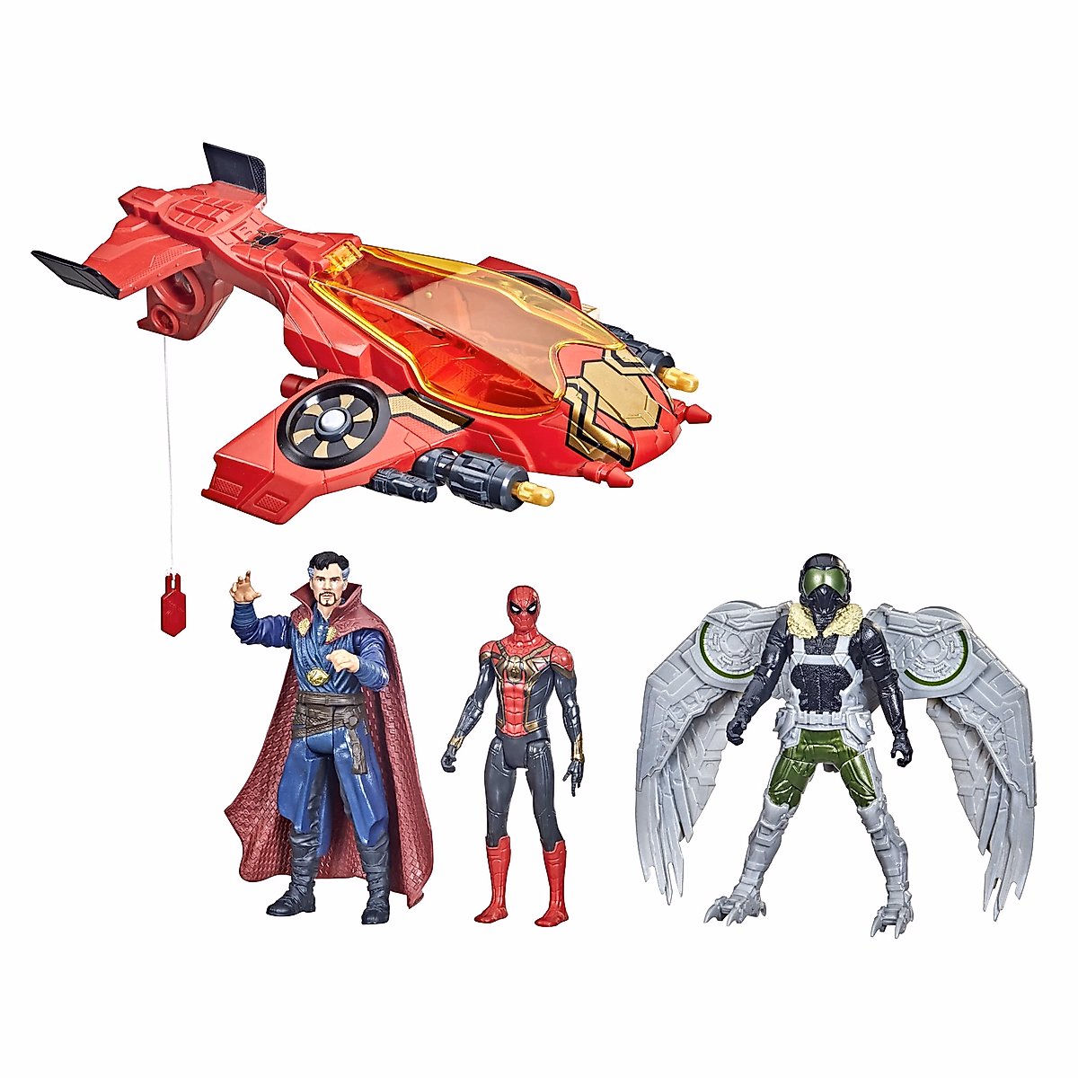 Spider-Man Marvel: Spider Escape Jet, with 3 Action Figures in 6-Inch Scale, Including Spider-Man and Marvel's Vulture, 4 Projectiles, Ages 4 and Up