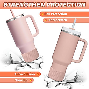 WUQID Heart Shaped Texture Silicone Boot Compatible with Stanle Quencher H2.0 IceFlow Flip 20oz 30oz 40oz,Hydroo Flask 12-24oz (Pink Dusk, ‎Fits Hydro 12-24oz / Stanle 20-40oz Tumbler)