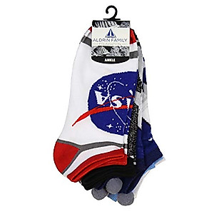 NASA Buzz Aldrin Family Foundation Mens And Womens 5 Pack Ankle Socks