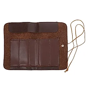 OUNONA 1PC Leather Chef Knife Roll Bag Holds,Utensil Holder Storage Bag Pockets Durable Knife Carrier Knife Roll Pouch Organizer