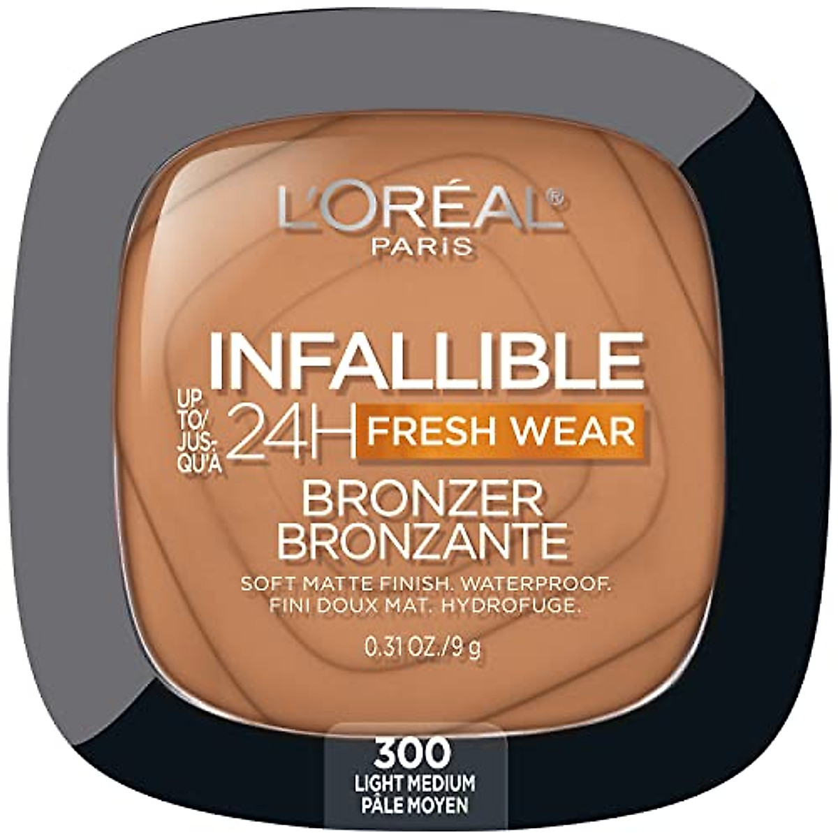 L'Oreal Paris Infallible Up to 24H Fresh Wear Soft Matte Longwear Bronzer. Waterproof, heatproof, Transfer, humidity and sweatproof, Light Medium, 0.31 oz