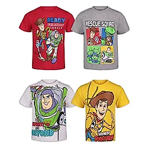 Disney Pixar Toy Story Woody Buzz Lightyear Forky Alien Rex Slinky Dog Toddler Boys 4 Pack T-Shirts Big Kid 2T