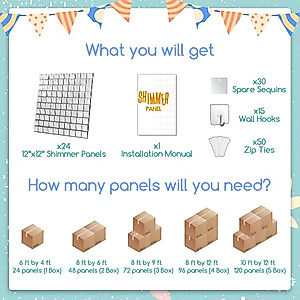 COKAOBE Silver Shimmer Wall Backdrop 24PCS Silver Sequins Backdrop Decoration Panels, Photo Backdrops for Birthday, Anniversary Wedding Engagement Decoration (Silver)