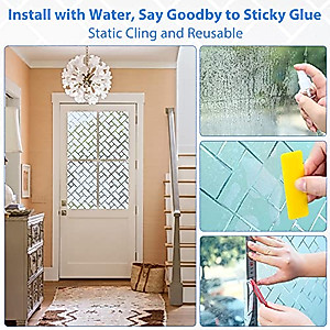 Dovesail Frosted Glass Window Film, Window Privacy Film with 3 Pieces Tools, Removable Static Cling Window Sticker Non-Adhesive Privacy Protection for Home Office,17.5 x 78.7 Inch, Matte Pure