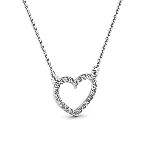 Fascinating Diamonds 1/6 Ctw Round Cut Natural Diamond Heart Lure Pendant For Women 14K White Gold SI1/SI2 Clarity And G/H Color (Premium Collection)