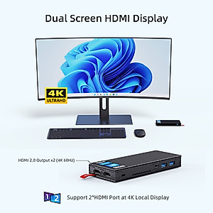 MeLE PCG02 Pro Fanless Mini PC Stick N5105, Small Computer Portable, DDR4, Win 11 Pro, HDMI *2, 4K, Wi-Fi 6, Gigabit Ethernet, BT 5.2, USB 3.2 * 2, Type-C, Support VESA Mount (8G/256G)