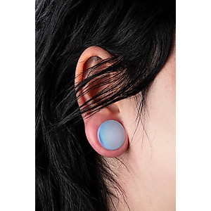 Pierced Owl Opalite Concave Double Flared Saddle Plugs, Sold as a Pair (11.2 mm (7/16"))