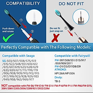 Toothbrush Heads for FairyWill, Replacement Brush Heads for Fairy Will, Electric Toothbrush Replacement Heads for Fairywill FW-507/508/551/515/917/959, FW-D1/D3/D7/D8, 10 Pack, Black