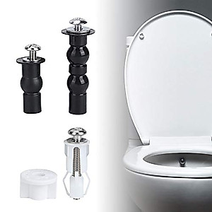 Universal Toilet Seat Bolt and Screw Set, Heavy Duty Toilet Seat Hinge Bolts, Metal and Rubber Washers, Replacement Parts for Top Mount Toilet Seat Hinge