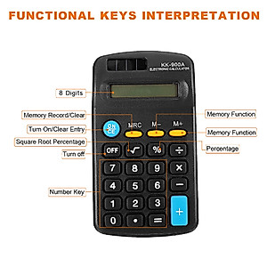 PATIKIL Basic Calculator, 8 Digit LCD Display Calculator 4 Function Small Desktop Calculator Battery Powered Handheld Calculator for Home Office, Black