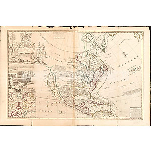 1715 Map| This map of North America, according to ye newest and most exact observations is