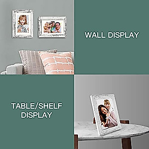 BAIJIALI 4x6 Picture Frame Distressed Farmhouse Wood Pattern Set of 4 with Tempered Glass,Display 3.5x5 Photos with Mat or 4x6 Without Mat, Horizontal and Vertical Formats for Wall and Table Mounting,Multicolour