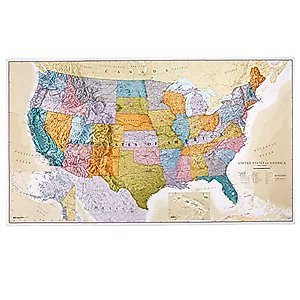 Maps International Giant Classic USA Mega-Map - Map of The United States Poster - Front Lamination - 46 x 80